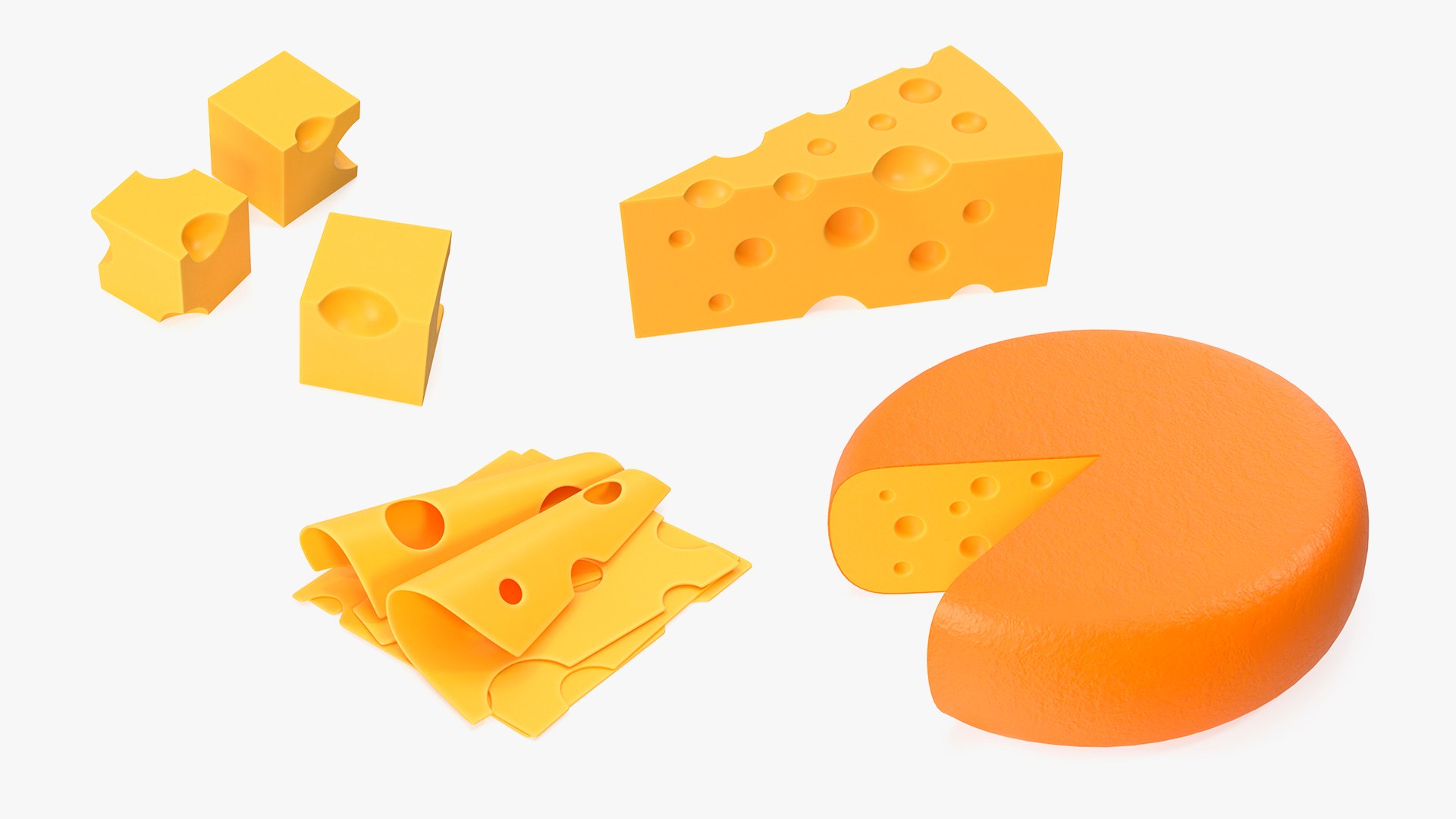 3D Cartoon Cheese Collection 2 Model - TurboSquid 2126695