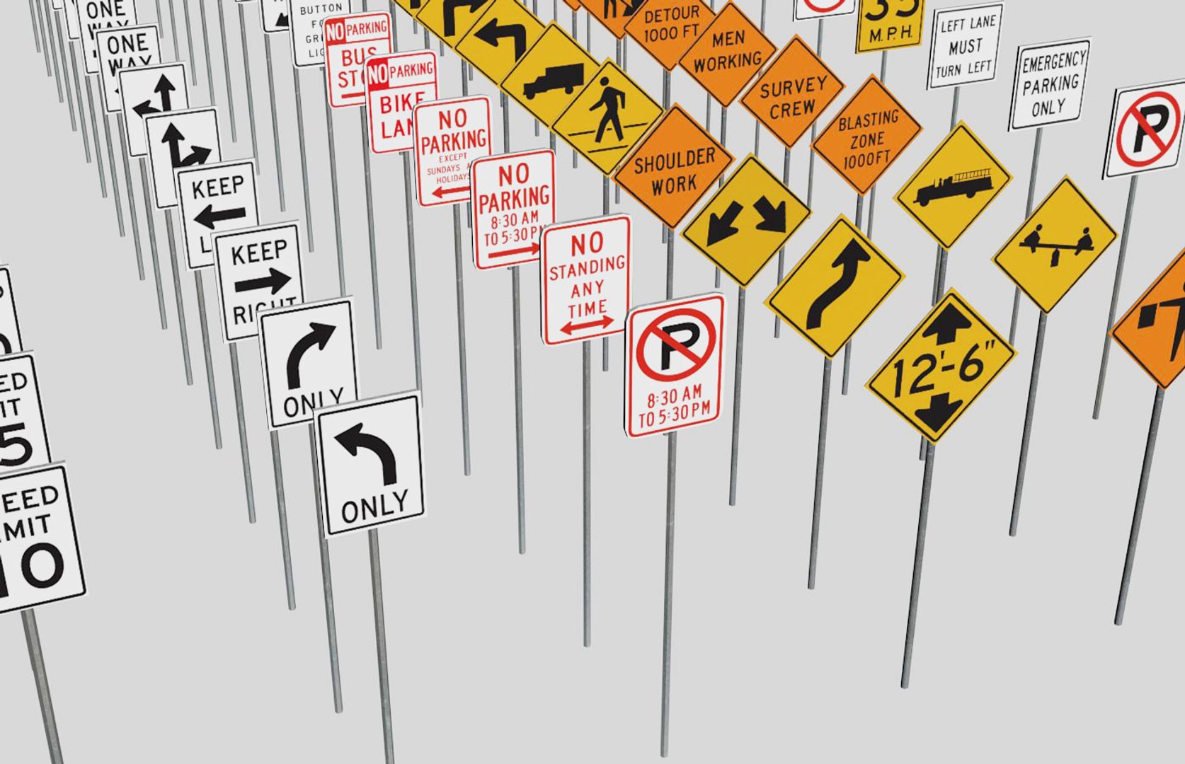 3ds Max Road Traffic Signs