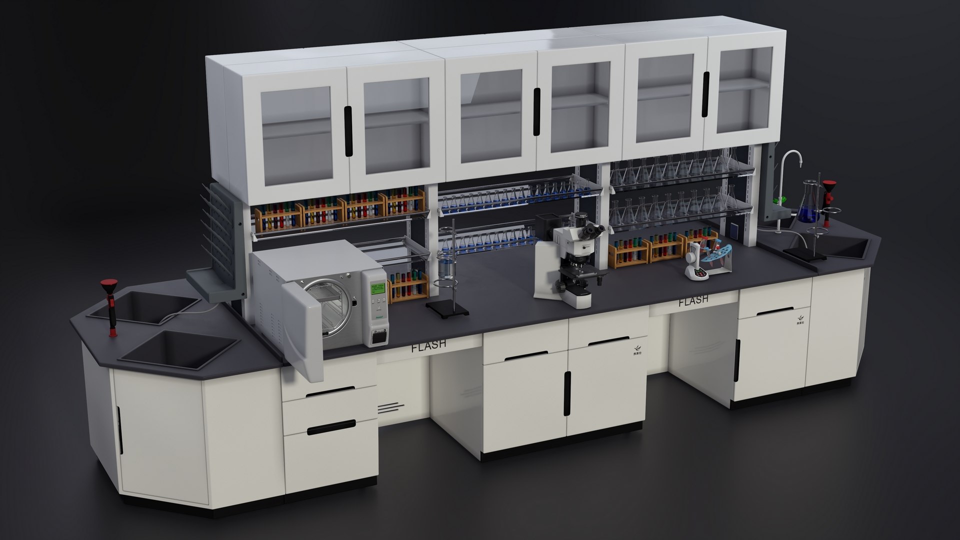 3D Model Laboratory Table With Equipment - TurboSquid 2275920