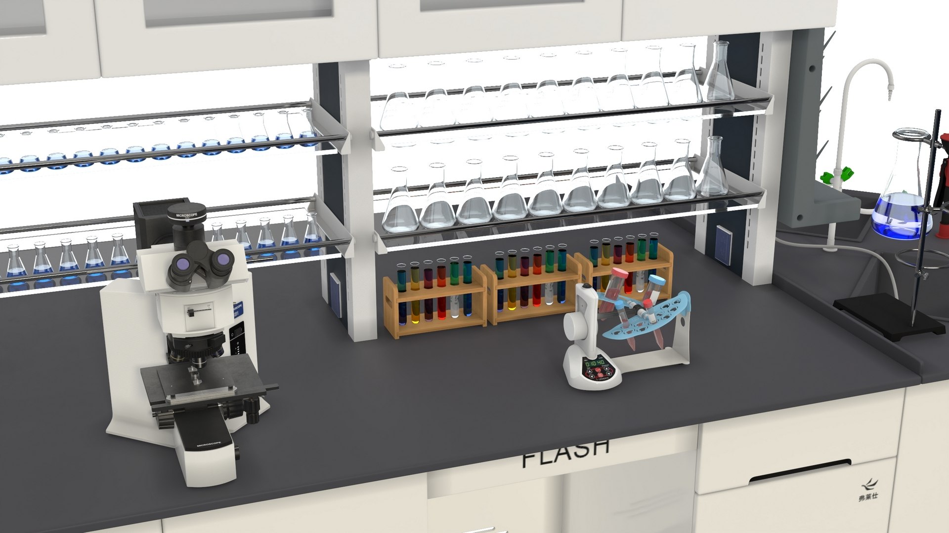 3D Model Laboratory Table With Equipment - TurboSquid 2275920