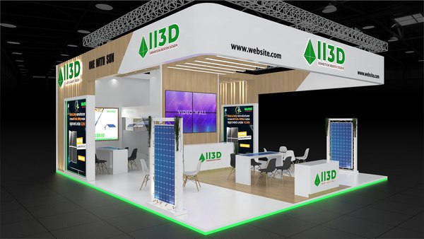 modelo 3d Puesto de stand de exposición abierto de tres lados 8X9 ...