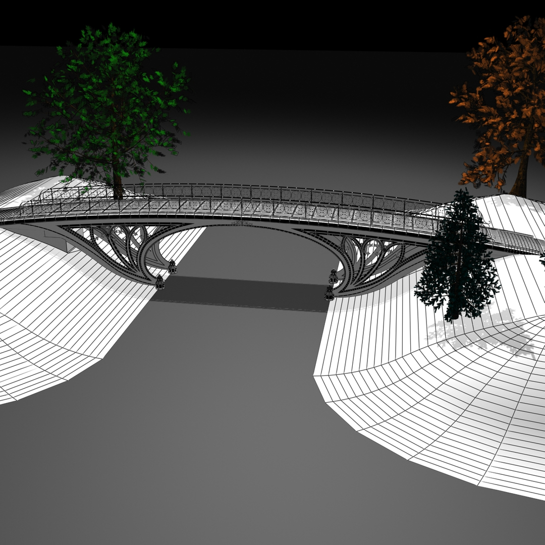 3d Model Central Park Gothic Bridge