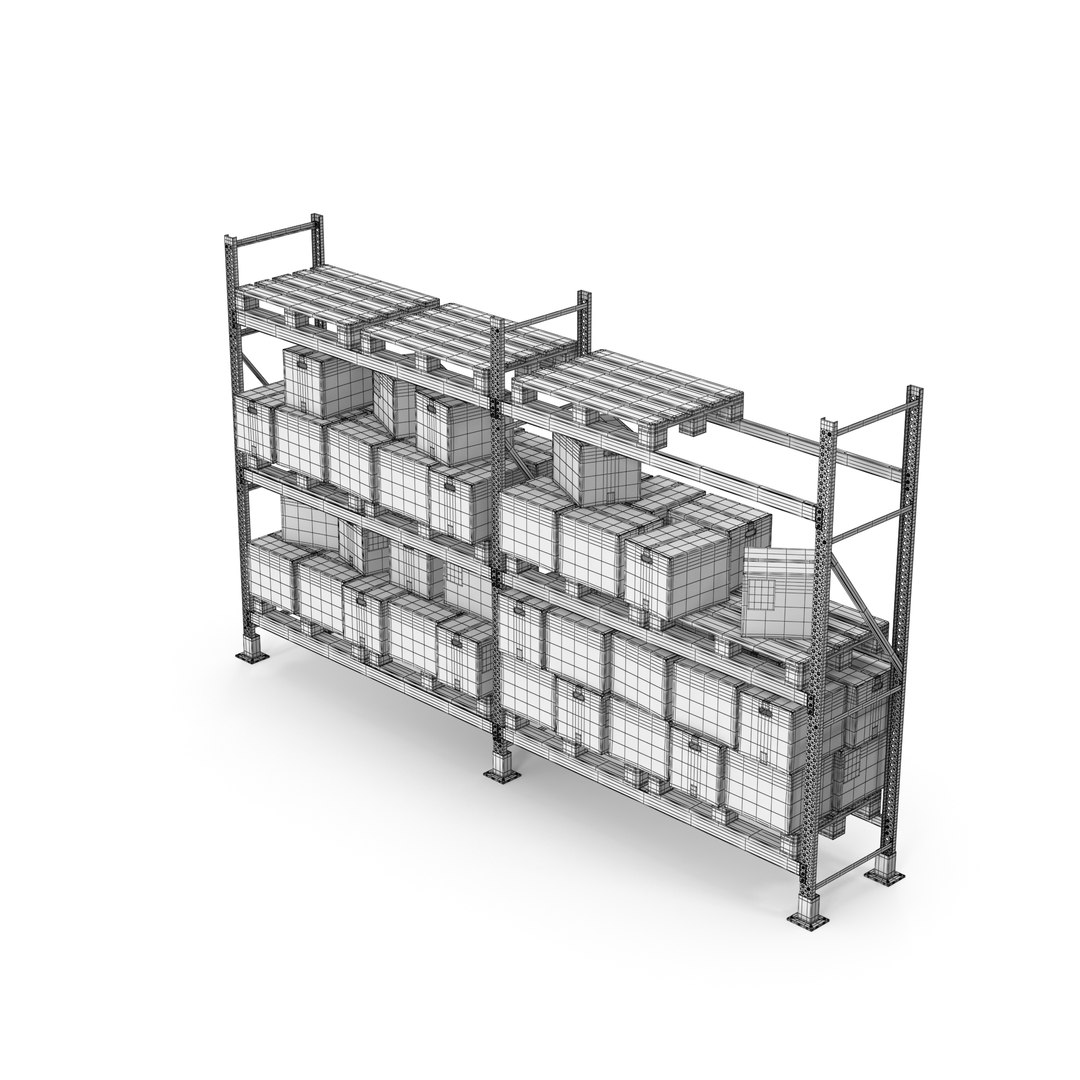 3D Model Pallet Rack And Cardboard Boxes - TurboSquid 2161150