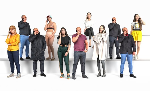 3D People Talking On The Phone Collection 01 - 11 models model ...