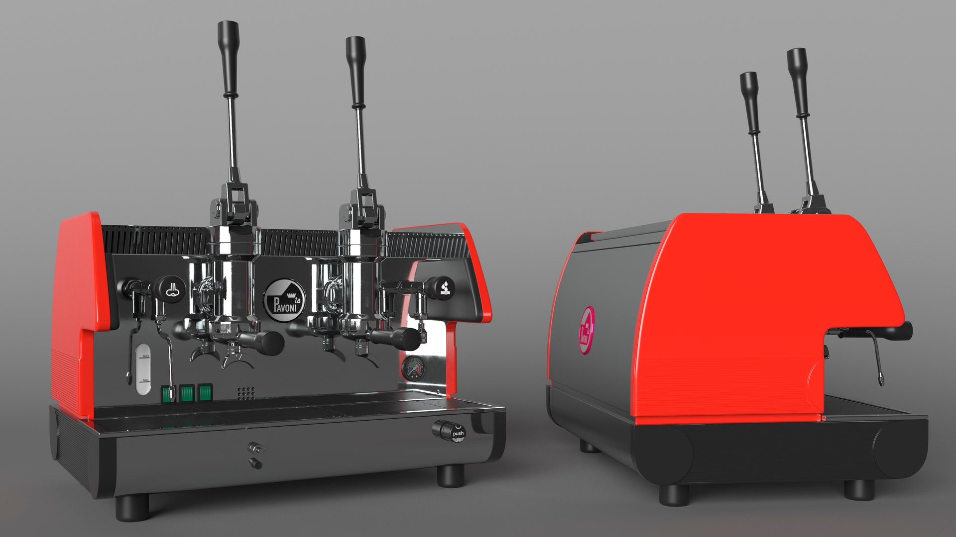 3D Commercial Espresso Machine La Pavoni BAR T 2L Red Model ...