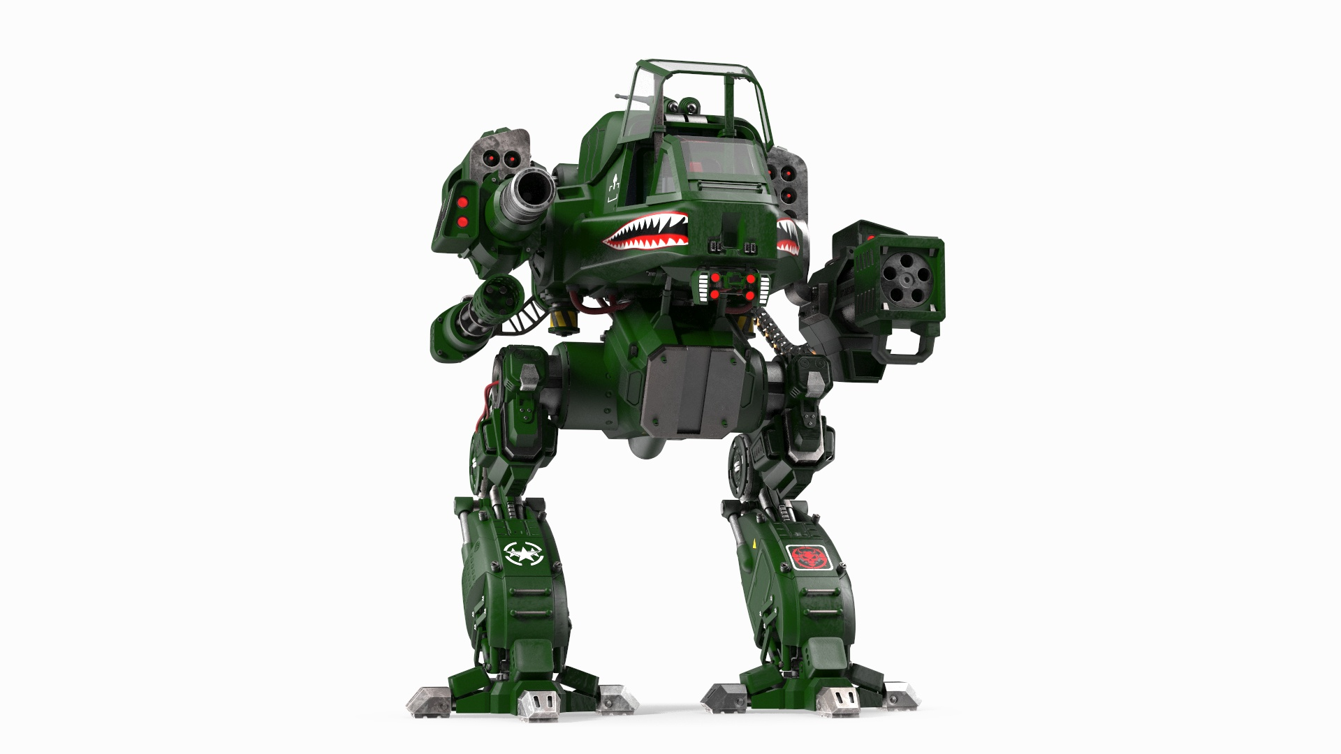 3D Dark Green Combat Robot Empty Rigged Model - TurboSquid 2122376
