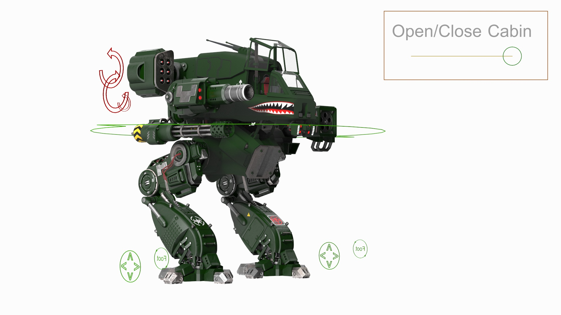 3D Dark Green Combat Robot Empty Rigged Model - TurboSquid 2122376