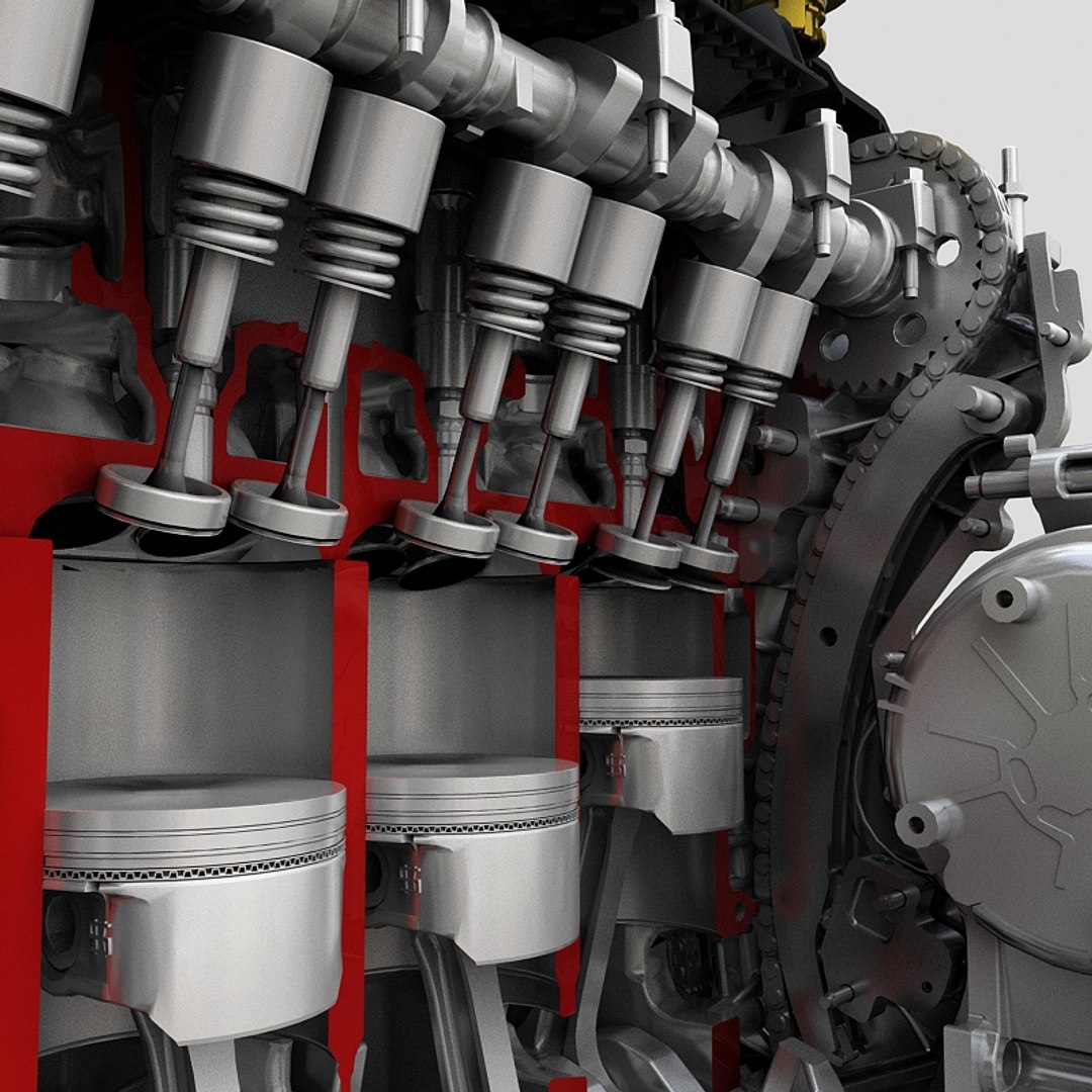 3d engine piston motion animation model