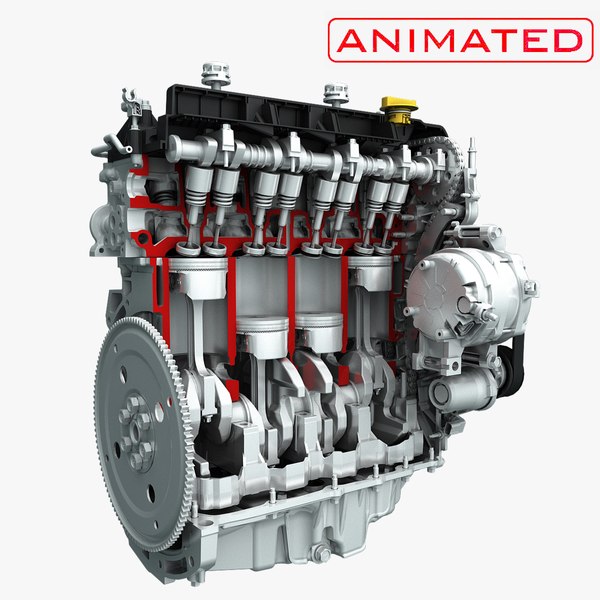 3D Electric Motor engine for Cars with section-ANIMATED model ...