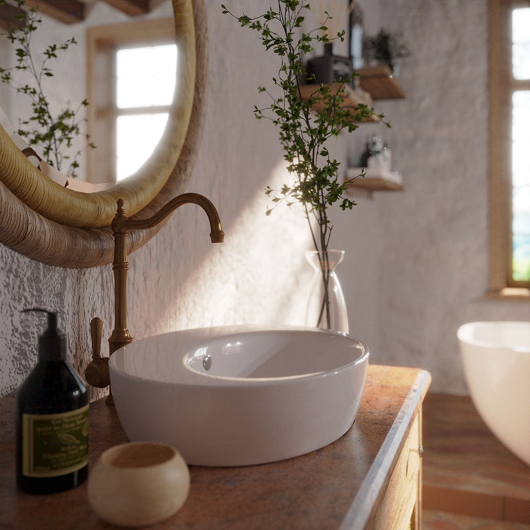 3D Rustic Bathroom Model - TurboSquid 1862470