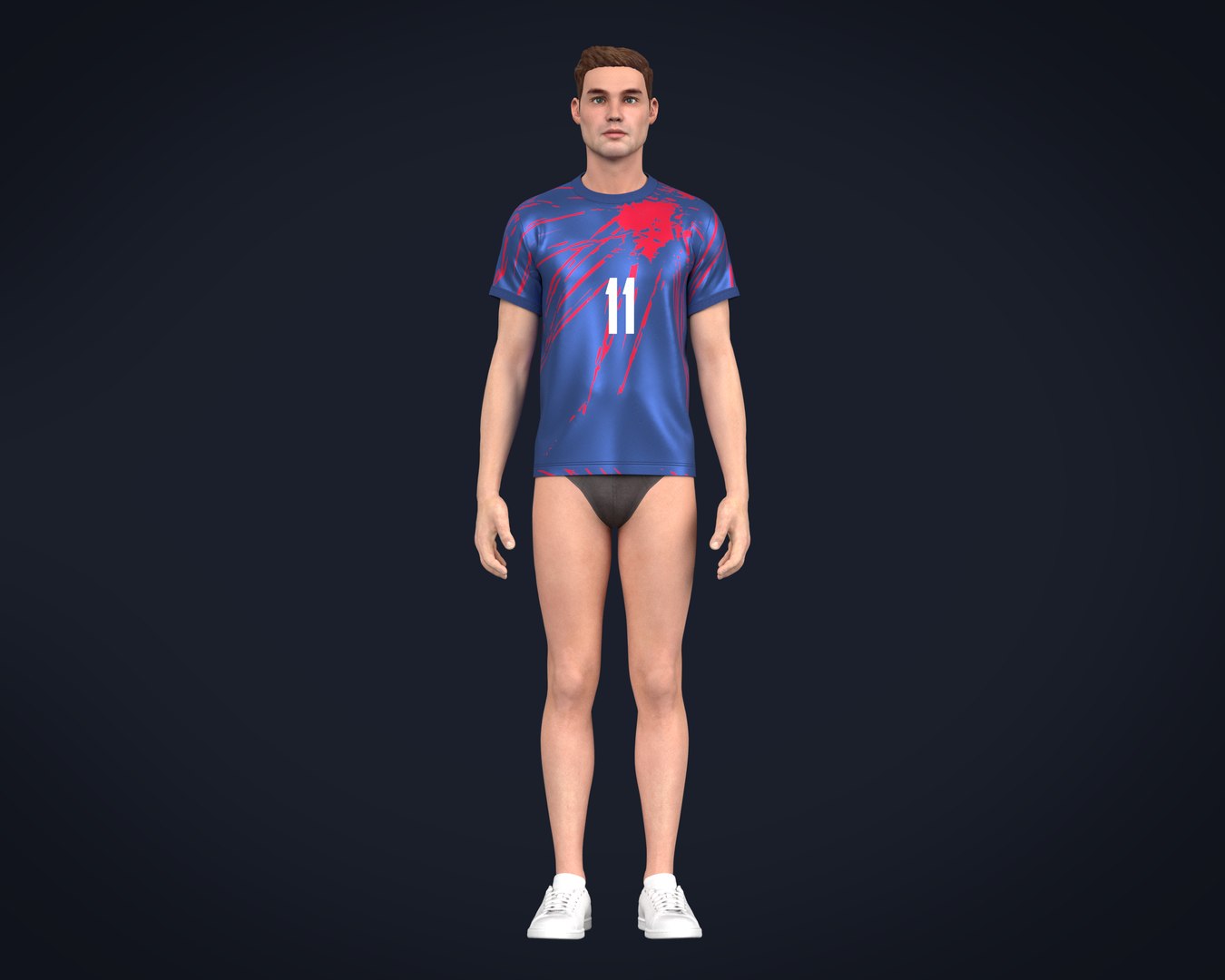 Soccer Football Red And Blue Color Jersey Player-11 3D Model ...