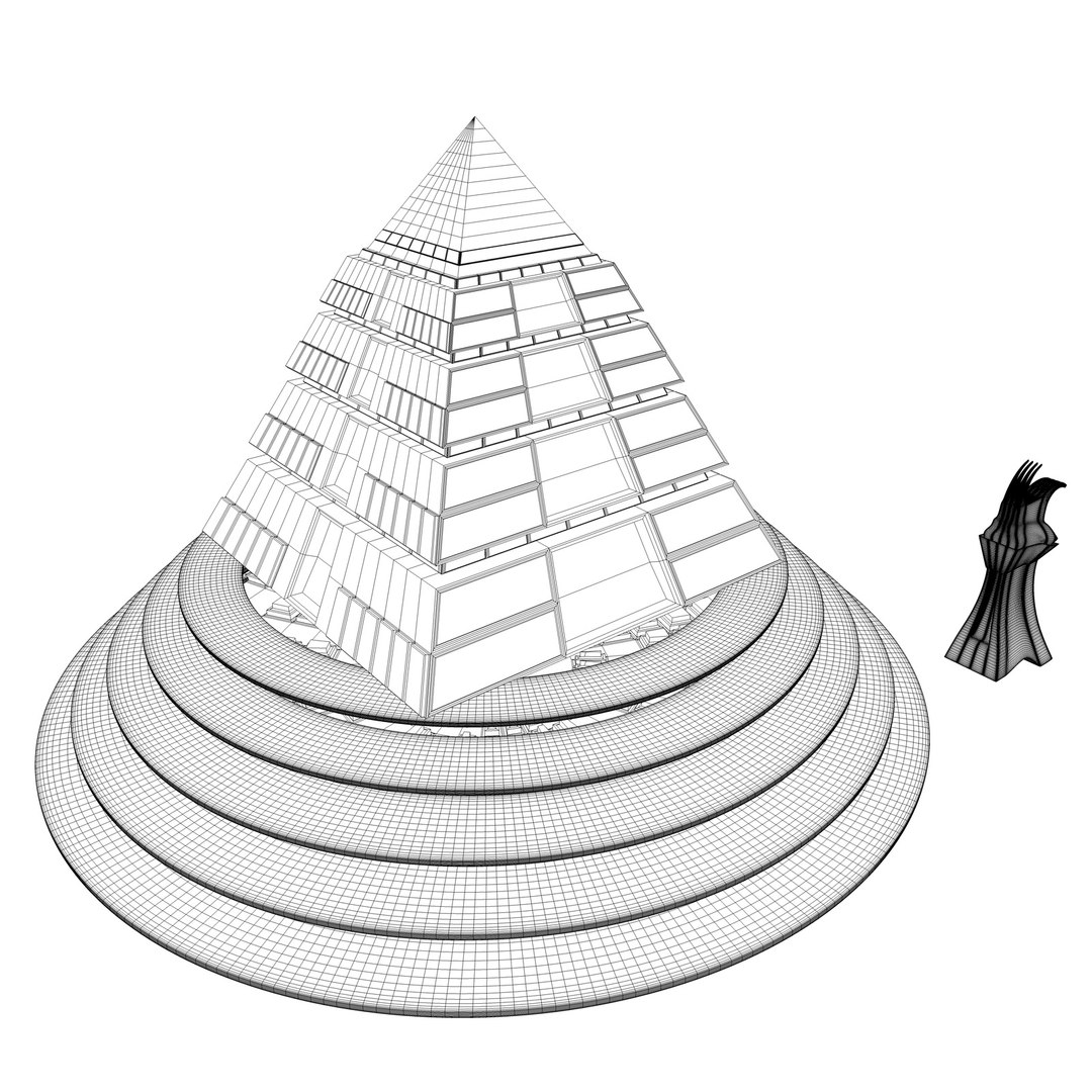 futuristic pyramid 3d model