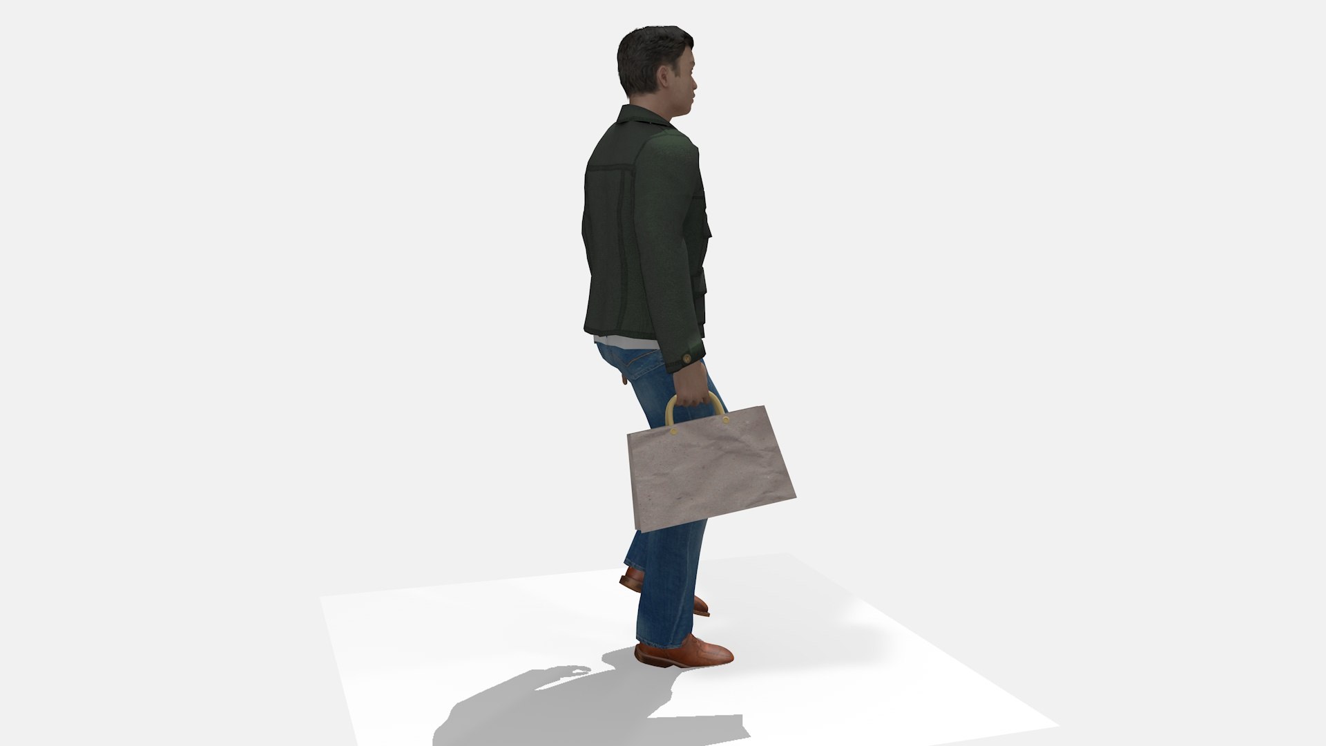3D ANIMATED EURO MAN WALKING WITH A BAG Model - TurboSquid 1855026