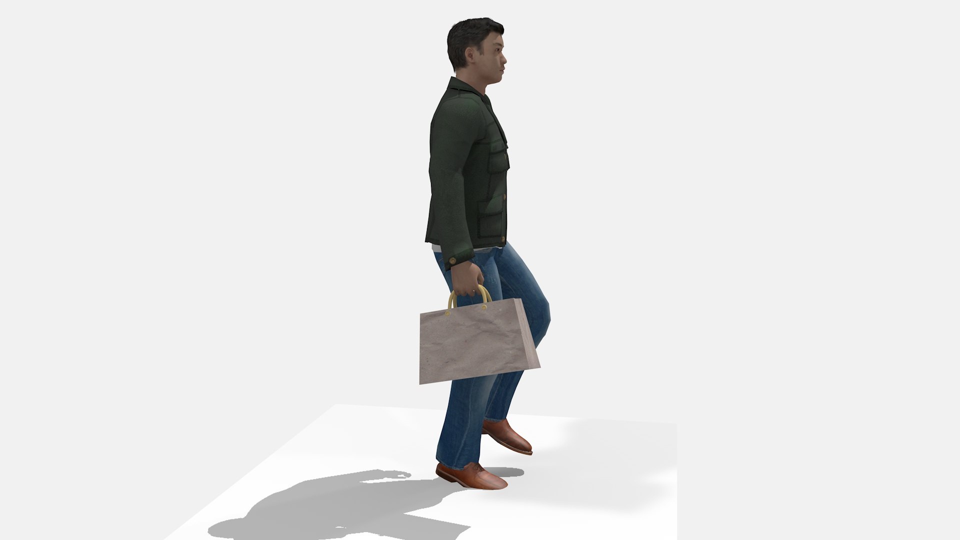 3D ANIMATED EURO MAN WALKING WITH A BAG Model - TurboSquid 1855026