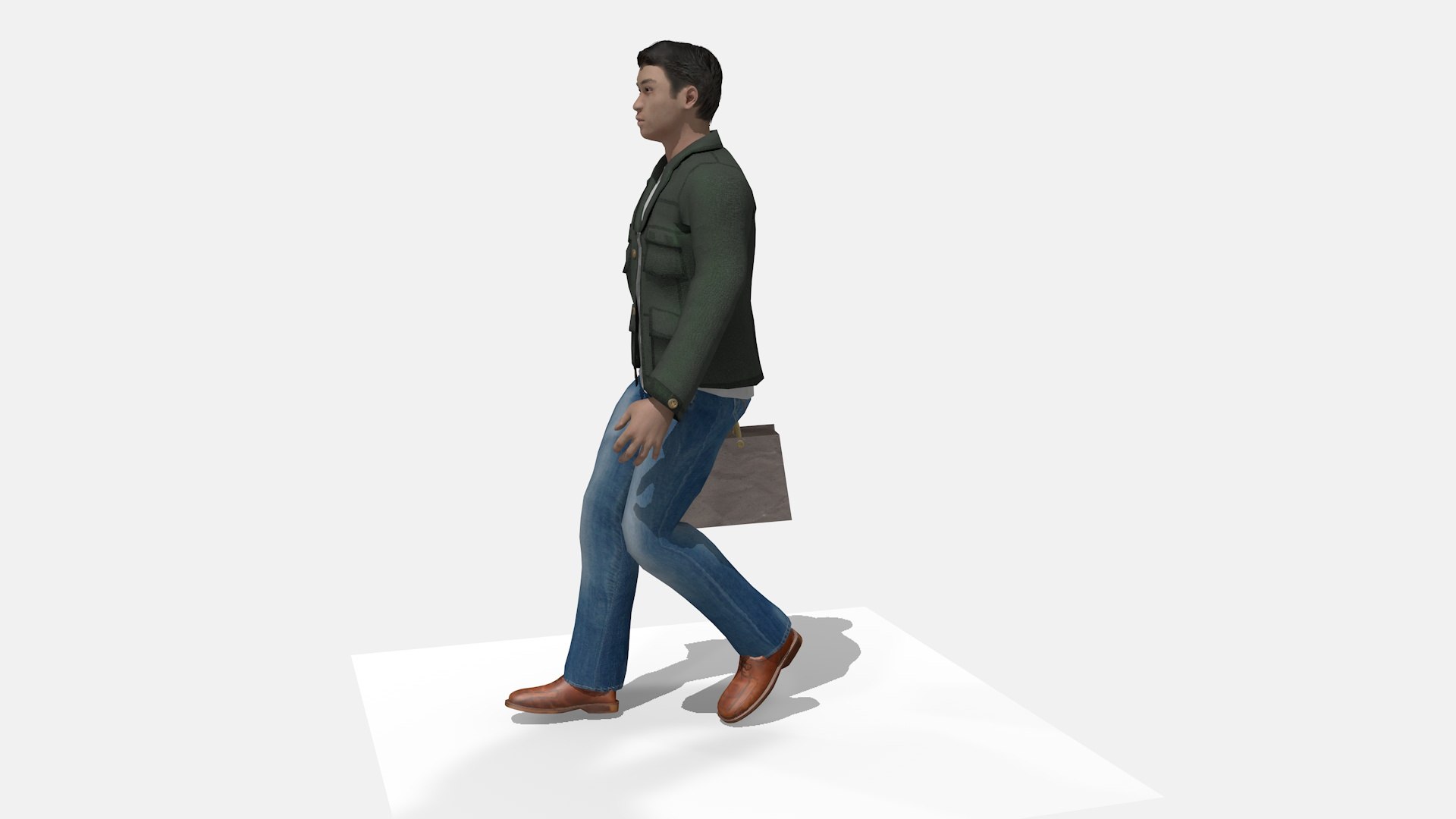 3D ANIMATED EURO MAN WALKING WITH A BAG Model - TurboSquid 1855026