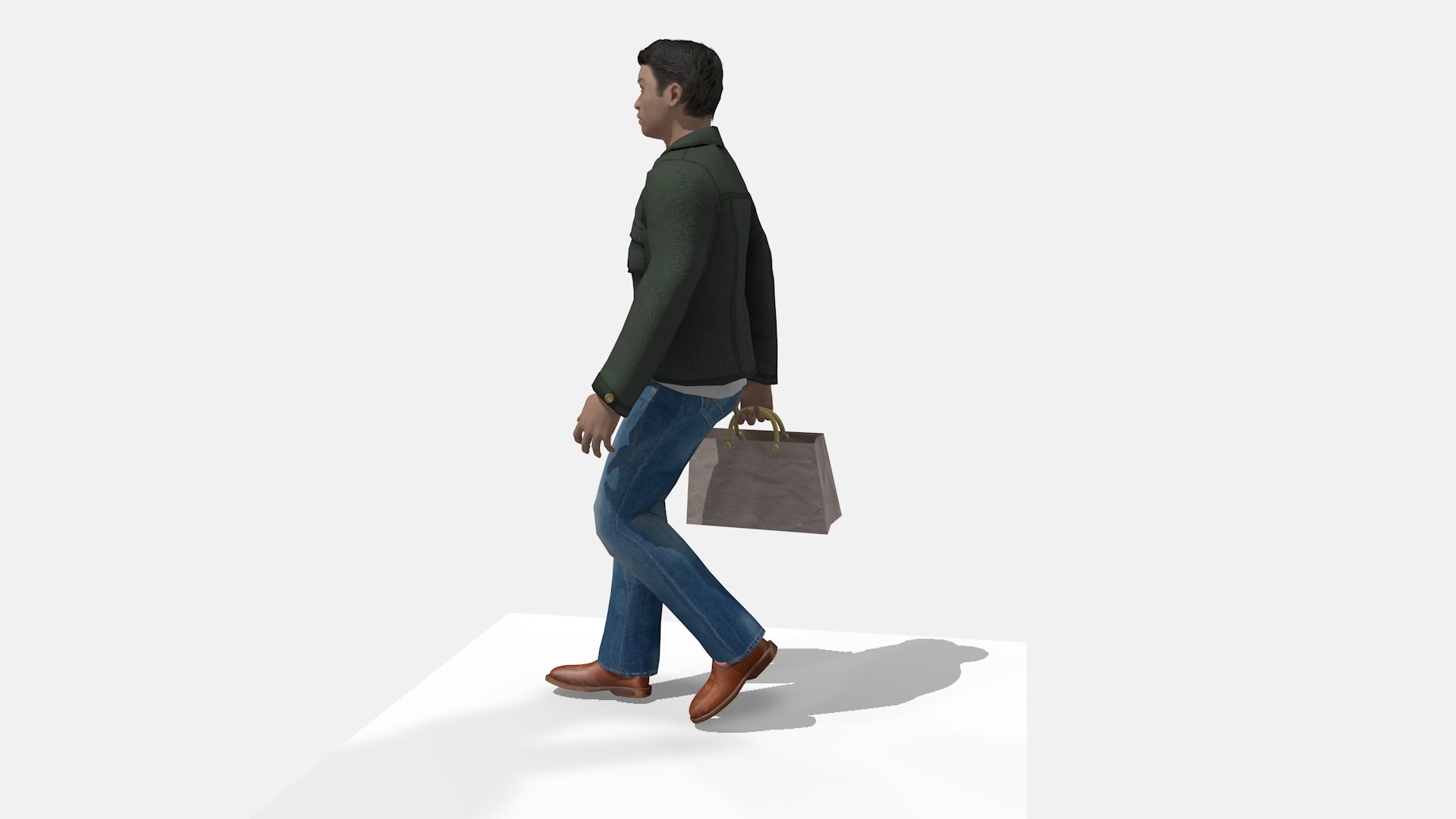 3D ANIMATED EURO MAN WALKING WITH A BAG Model - TurboSquid 1855026