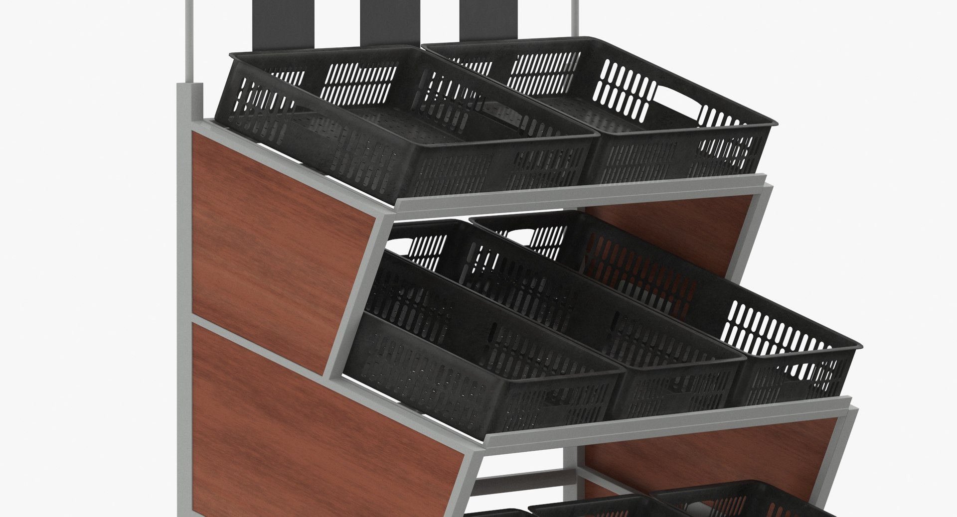 Produce Display Racks Center Unit 03 Black White Gray and Tan 3D ...