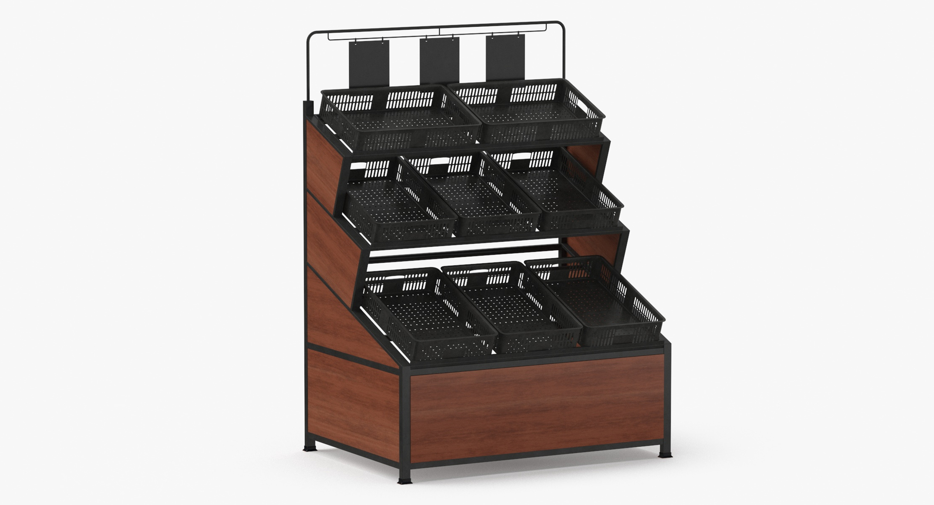 Produce Display Racks Center Unit 03 Black White Gray And Tan 3D ...