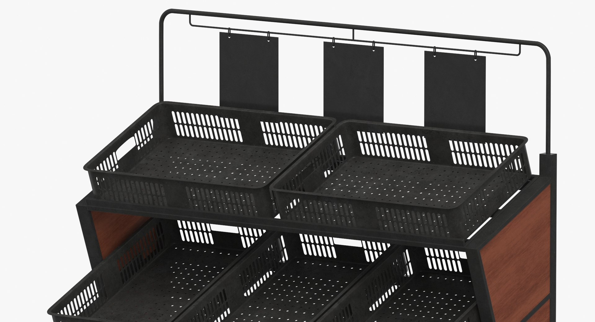 Produce Display Racks Center Unit 03 Black White Gray And Tan 3D ...