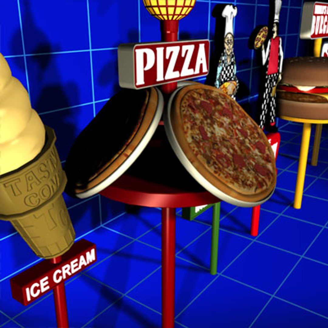 3d food sign 01 model