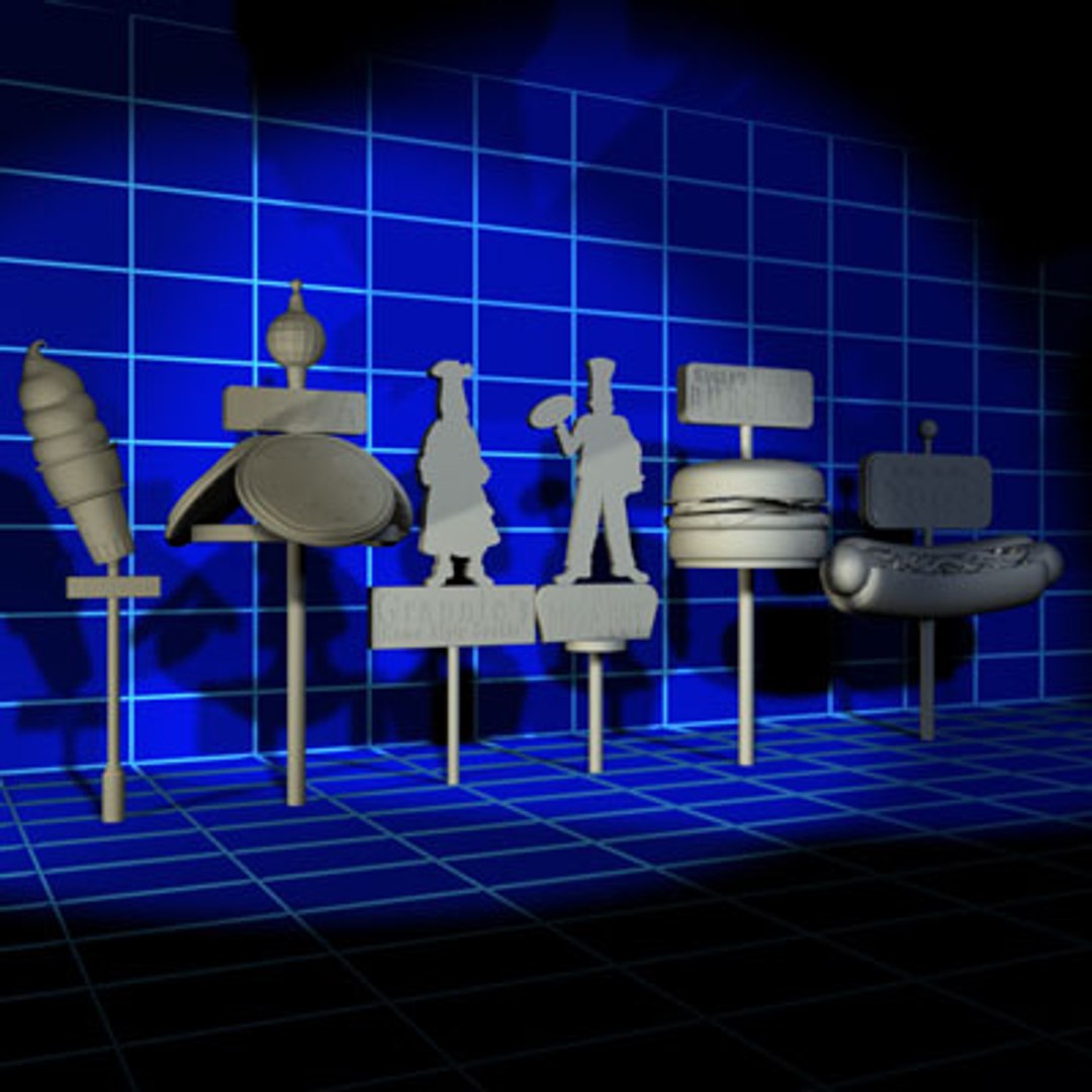 3d food sign 01 model