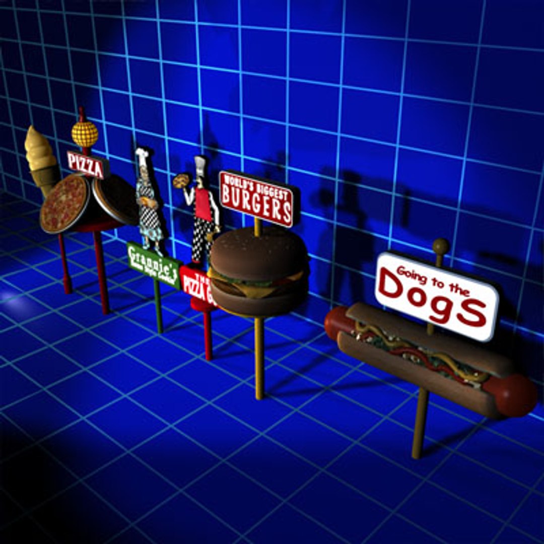 3d food sign 01 model