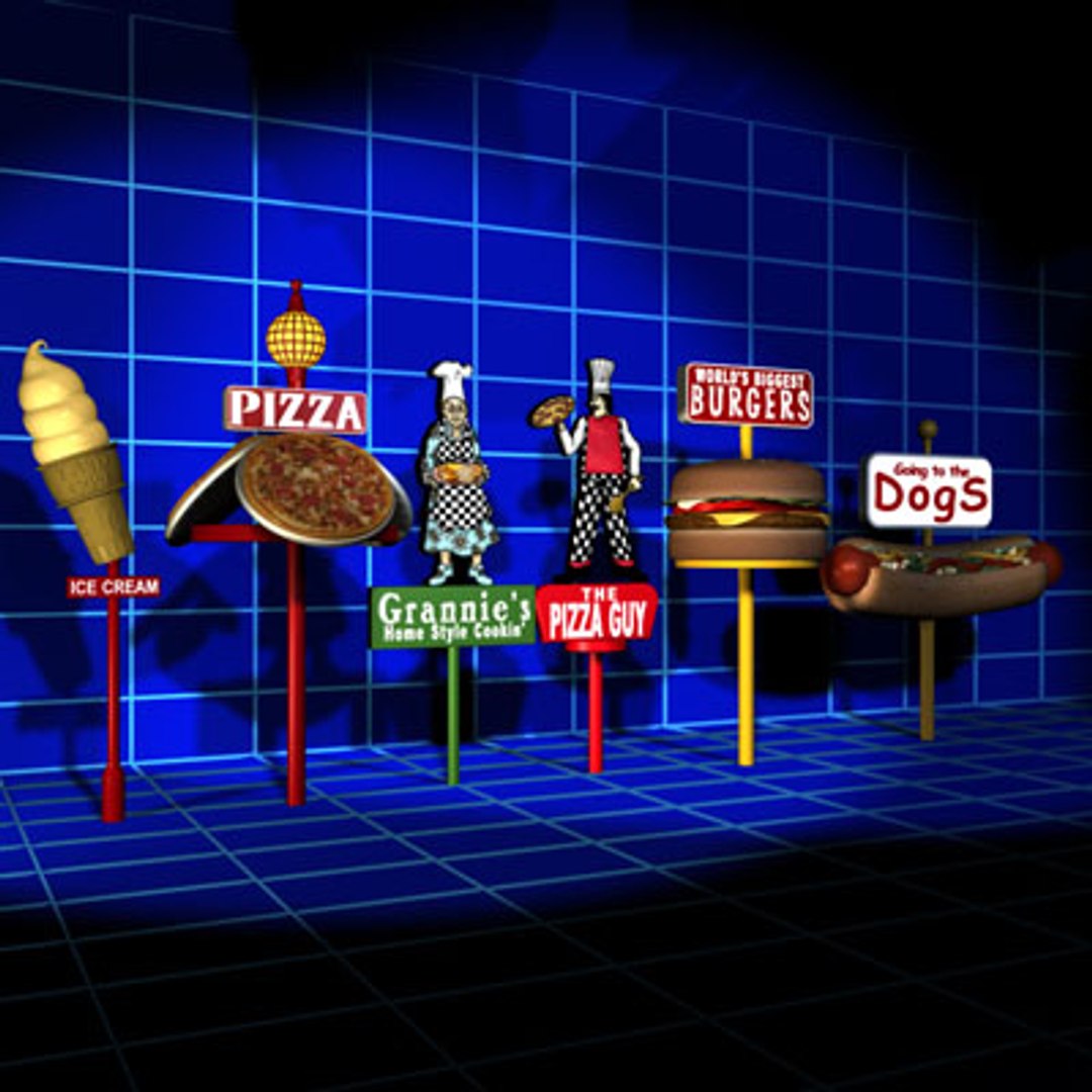3d food sign 01 model