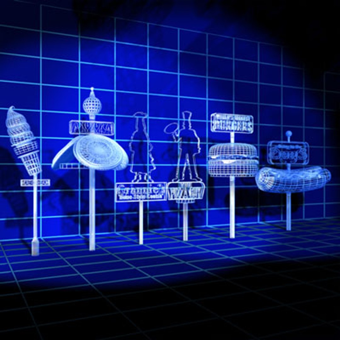 3d food sign 01 model