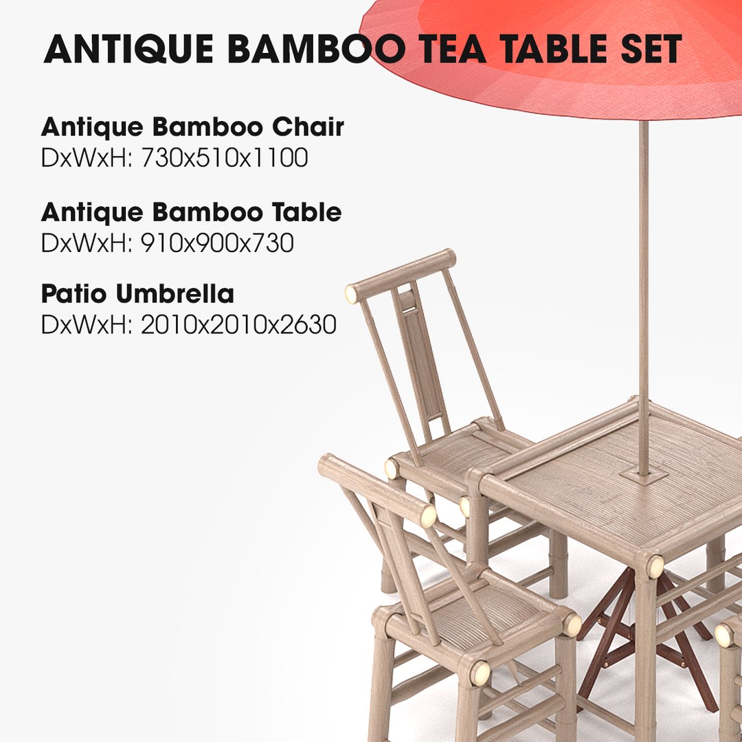 3D Model BAMBOO TEA TABLE SET - TurboSquid 2054608