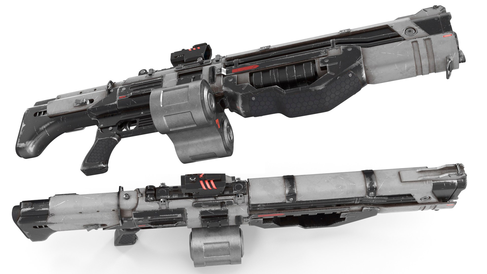 3D Used Sci Fi Machine Gun Model - TurboSquid 2197348