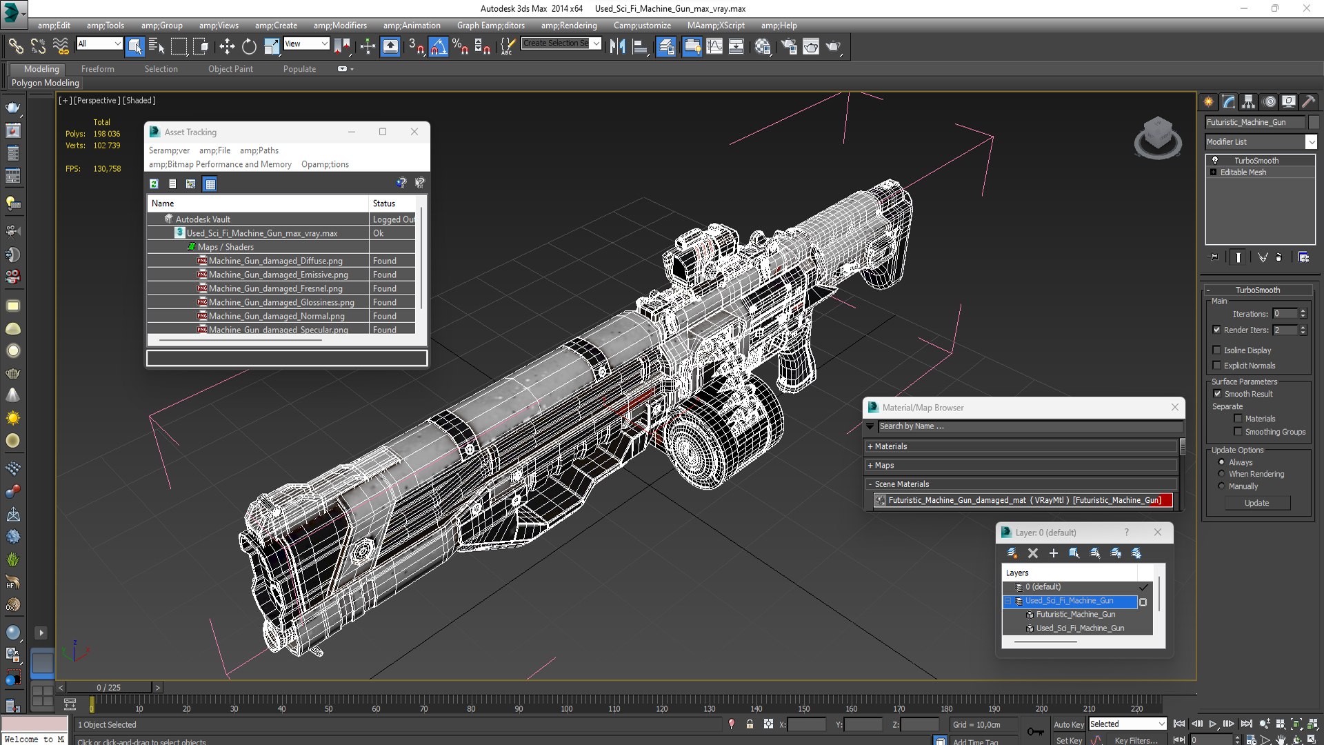 3D Used Sci Fi Machine Gun Model - TurboSquid 2197348