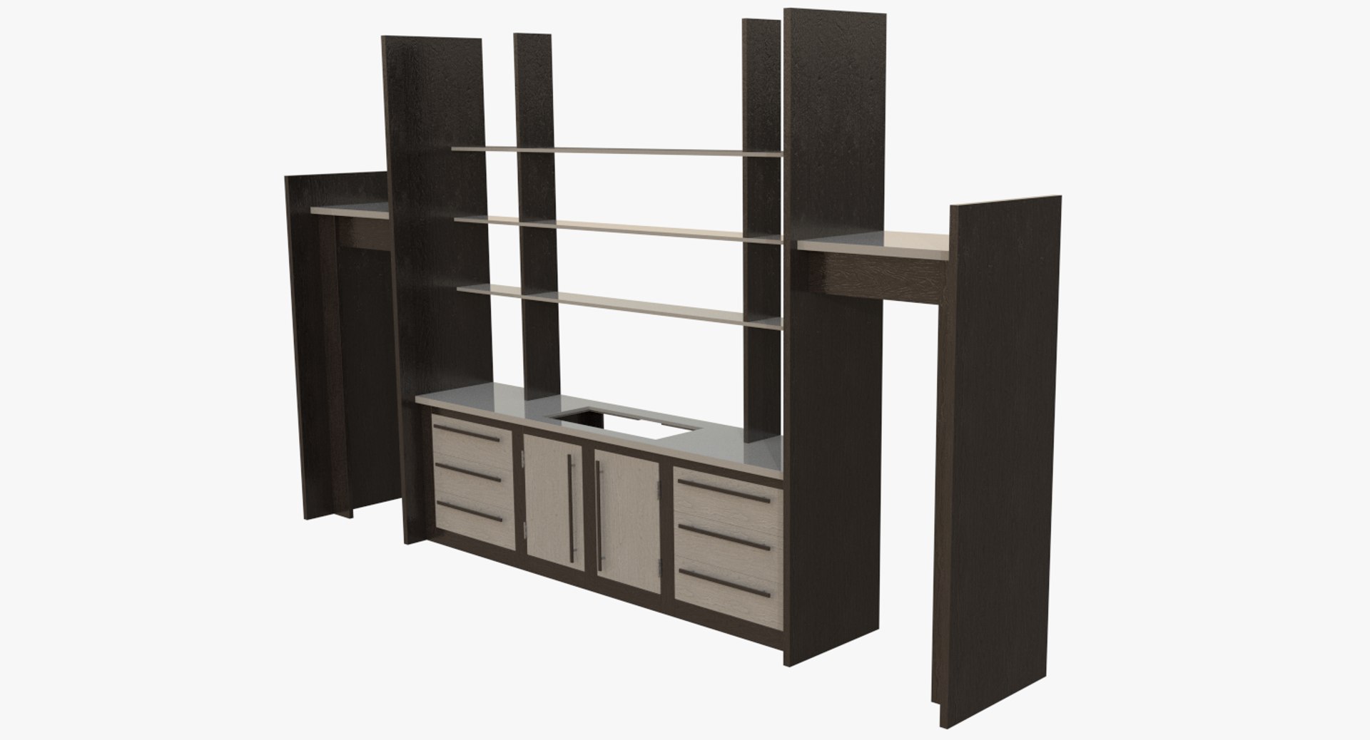 interactive kitchen bar counter 3d model