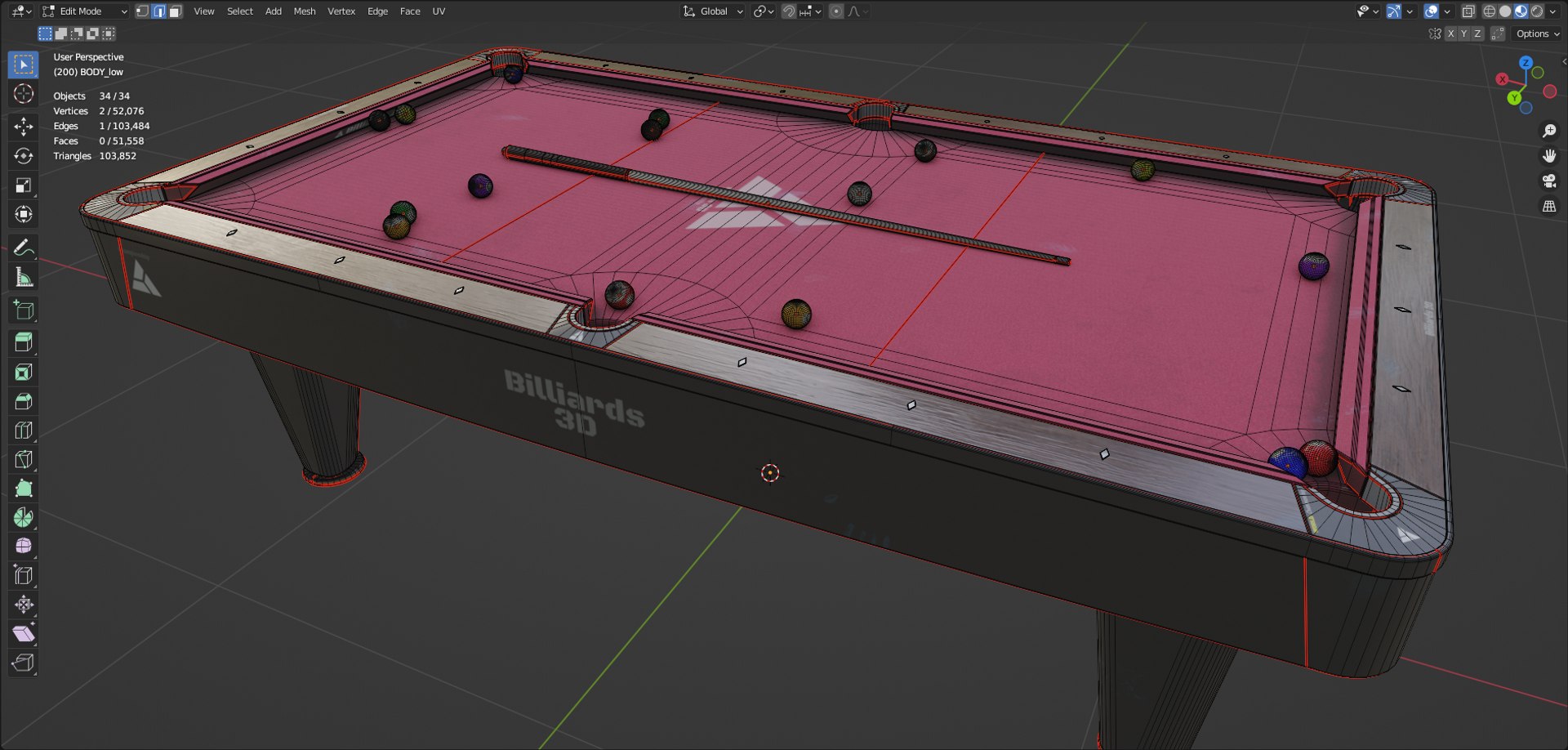 3D Model New Pool Table - TurboSquid 2026206