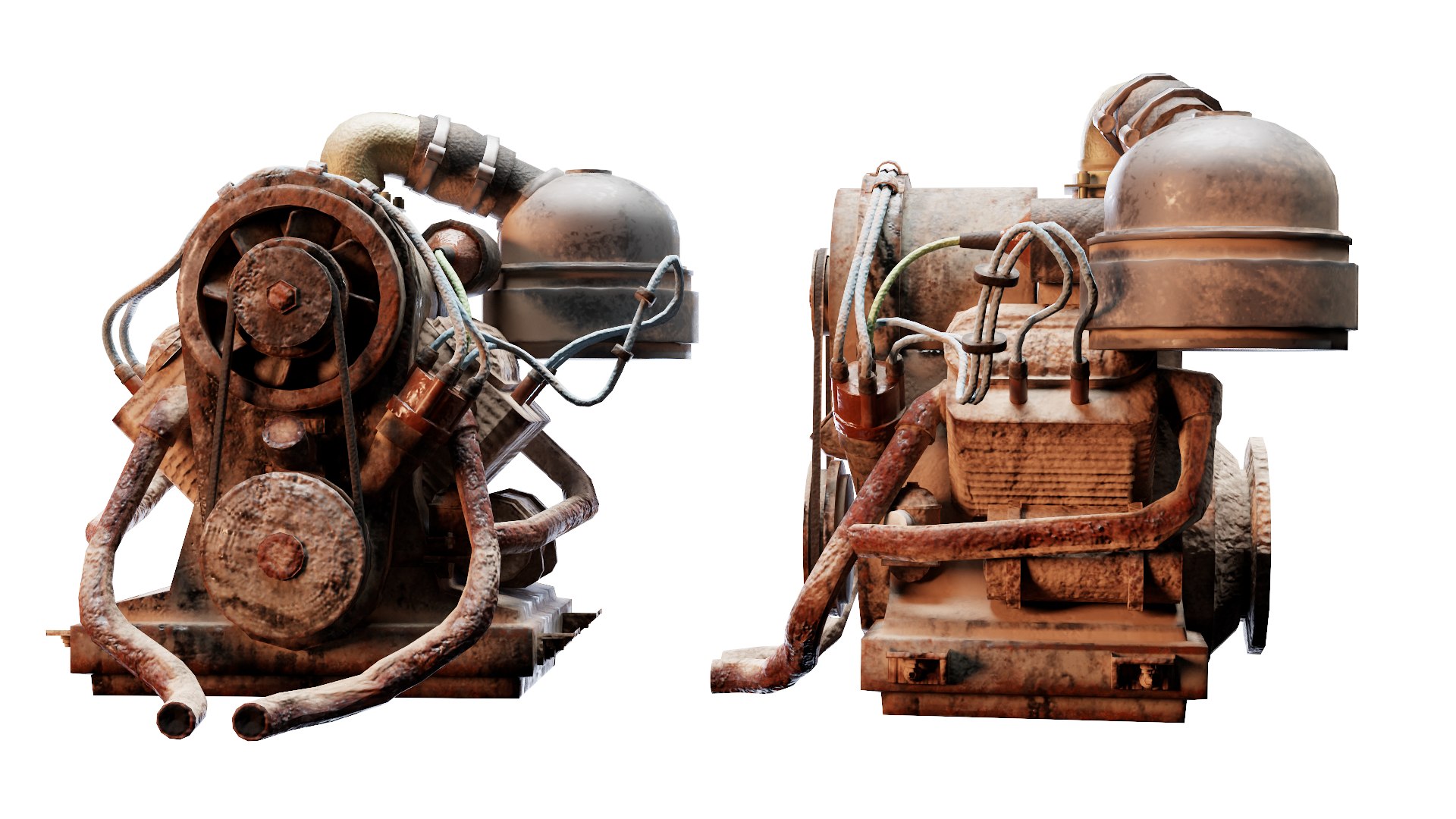 Old Rusty Vintage Car Engine Vehicle Part Da1 3D Model - TurboSquid 1964437