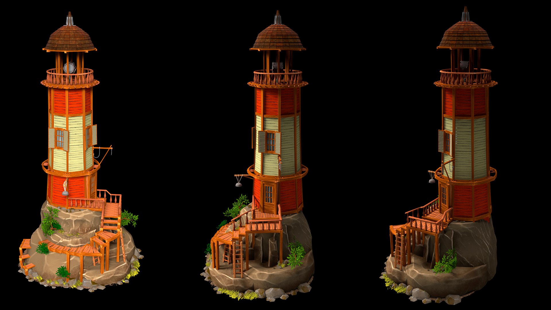 3D Old Lighthouse On A Rock Wild West High-poly Textured - TurboSquid ...