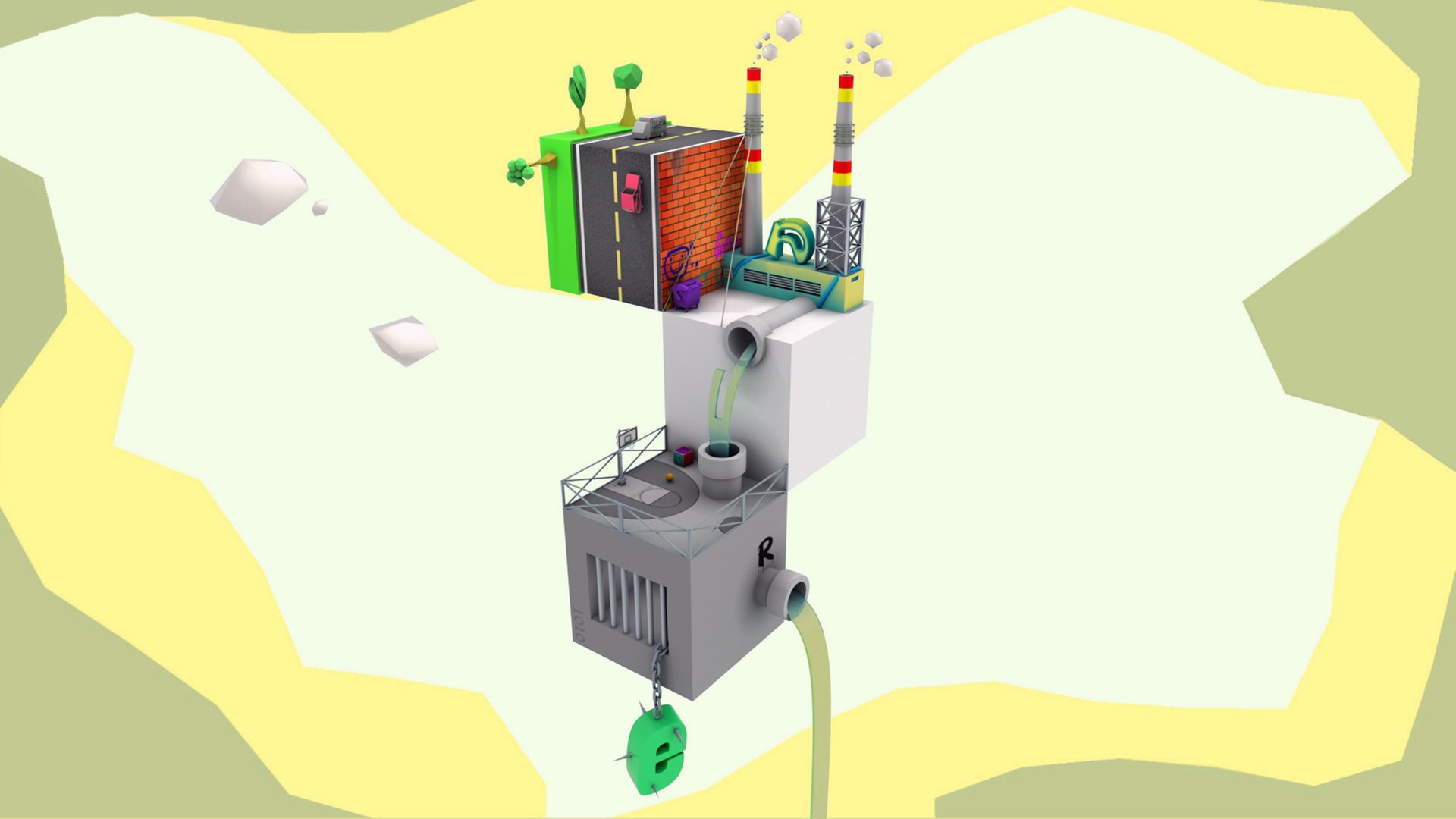 Low Poly Cube City 3D Model - TurboSquid 1736819