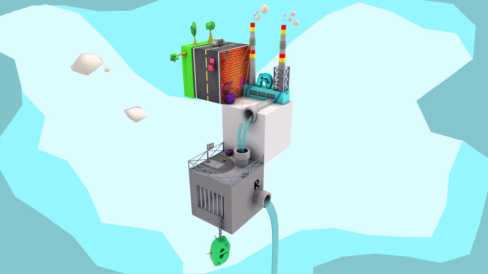 Low Poly Cube City 3D Model - TurboSquid 1736819
