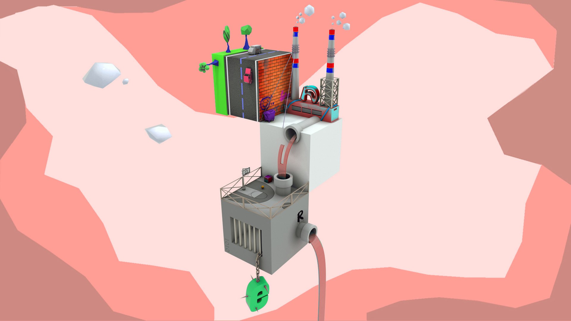 Low Poly Cube City 3D Model - TurboSquid 1736819