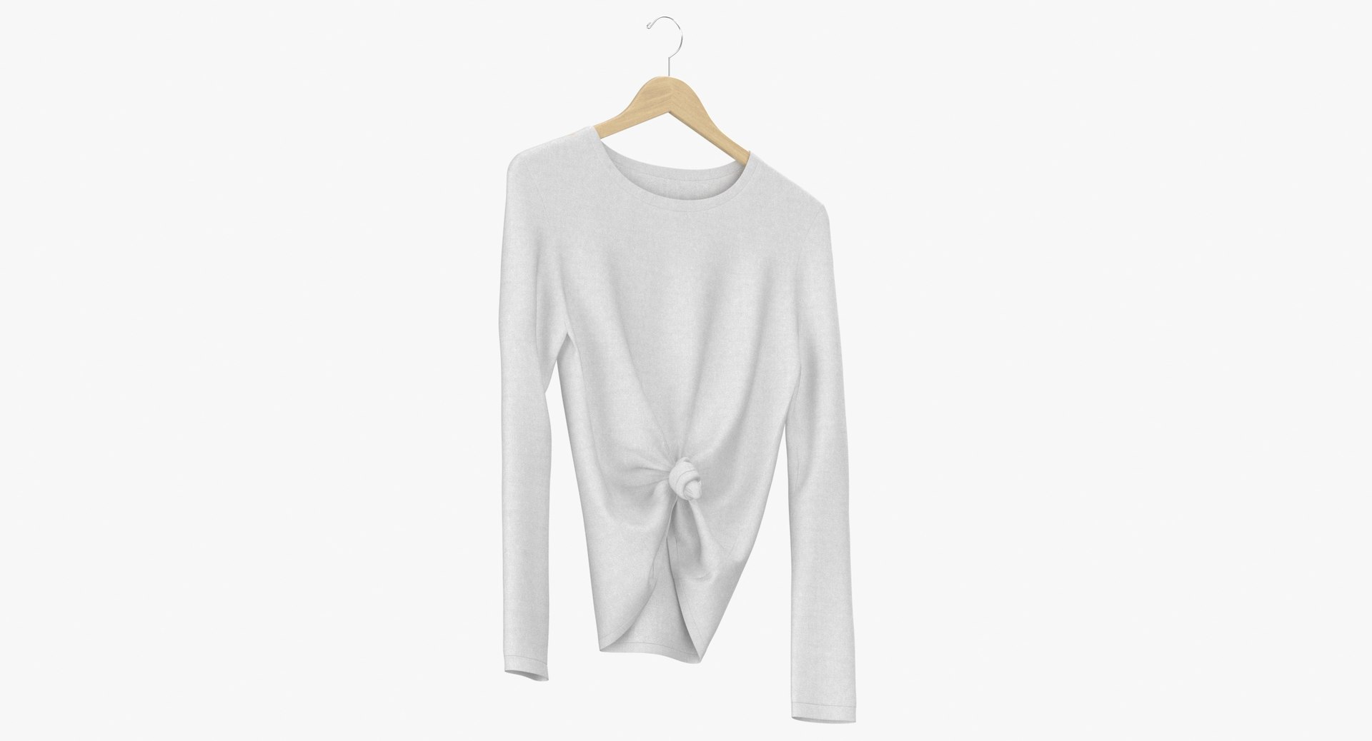 3D Long Sleeve Hanging Female Crew Neck Knotted White Blank And Branded ...