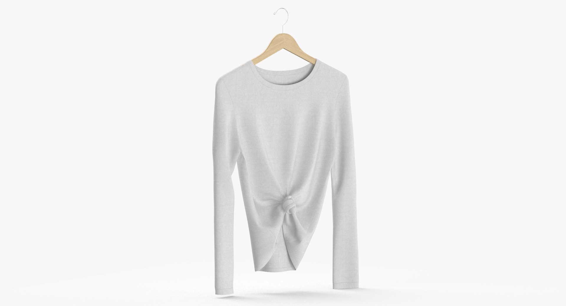 3D Long Sleeve Hanging Female Crew Neck Knotted White Blank And Branded ...