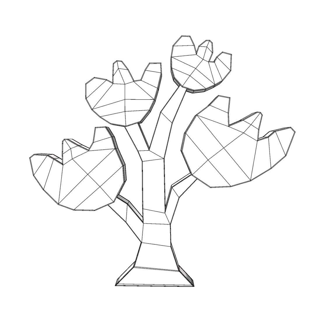 cartoon tree 3d obj