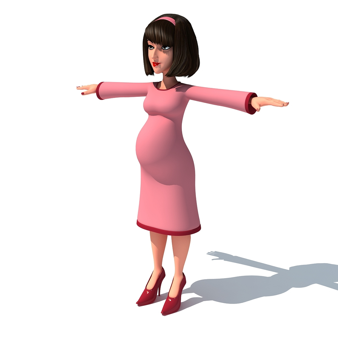 3d Model Cartoon Pregnant Woman