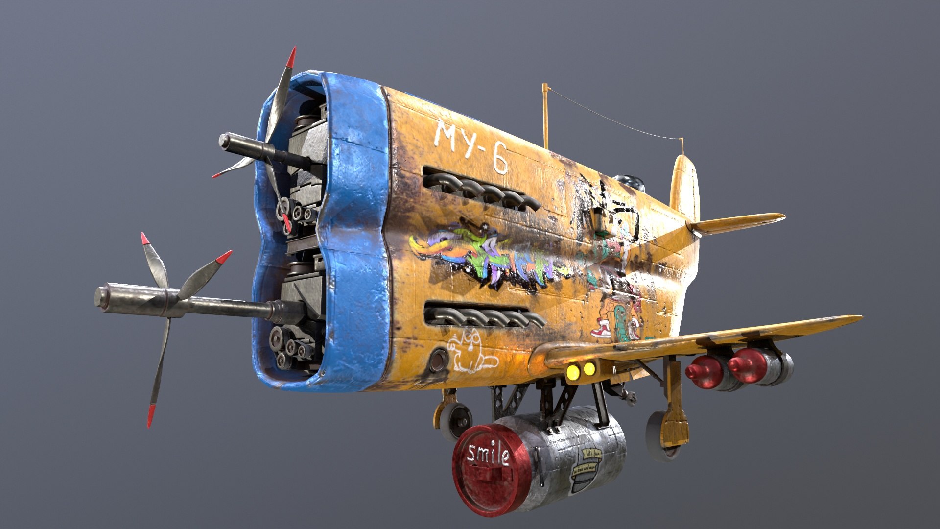 Stylized Realistic Yellow Airplane 3D Model - TurboSquid 2110135