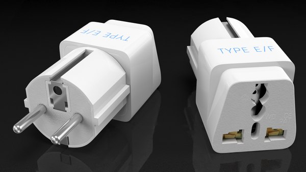 3D Type E F Universal Plug Adapter White - TurboSquid 1839190