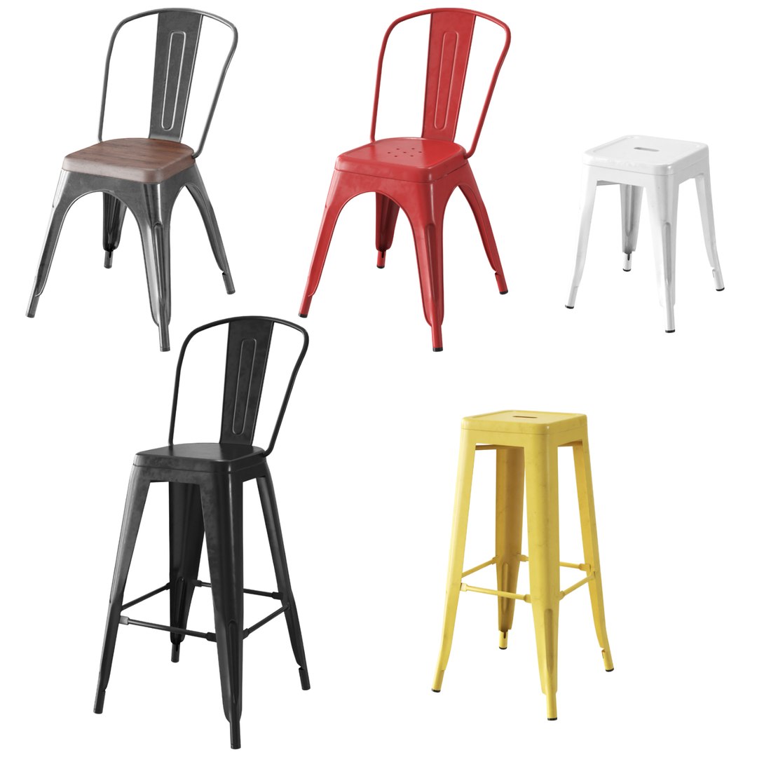 Metal Chairs Tolix Loft 3D - TurboSquid 1552603