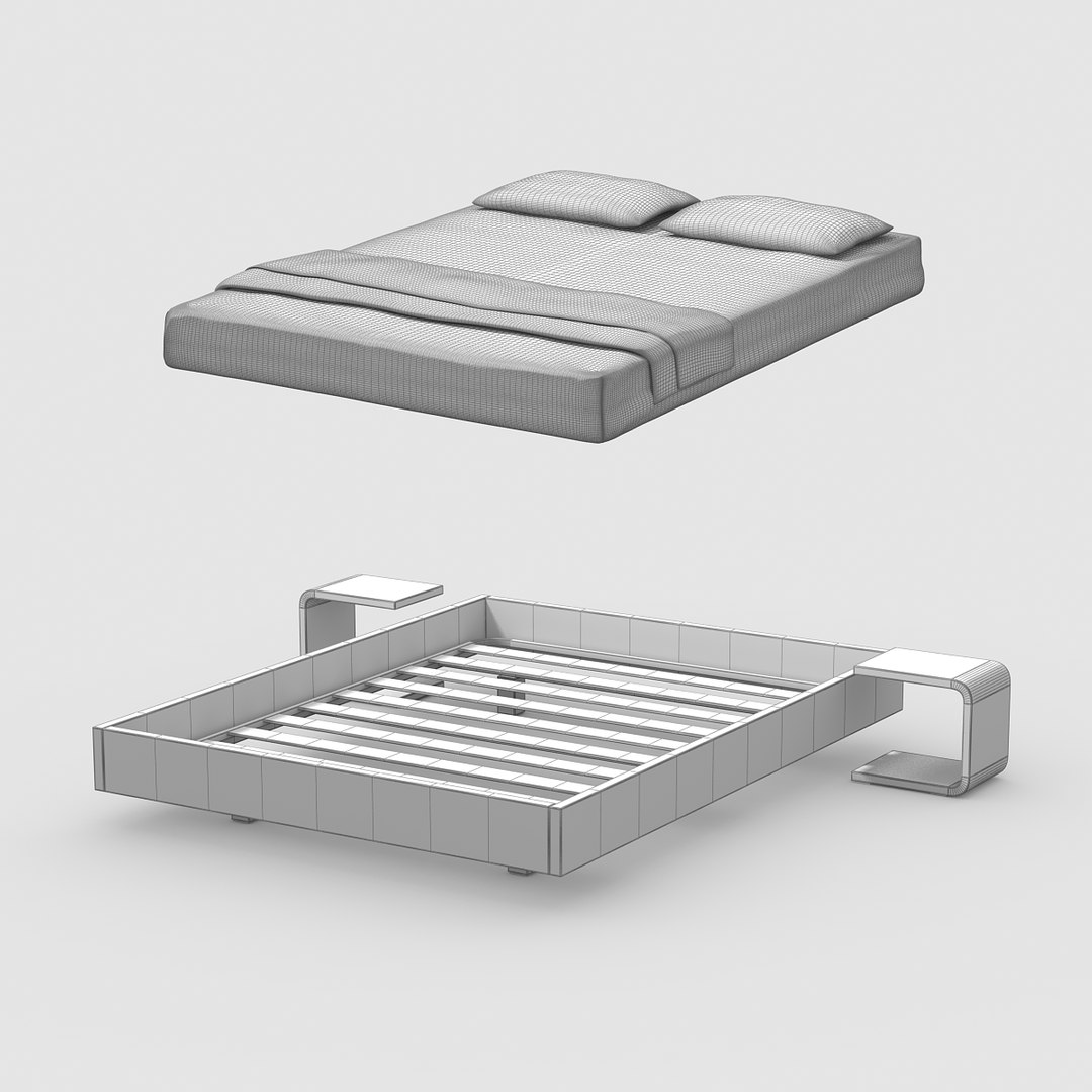 3d Simple Bed Maple Wood Model