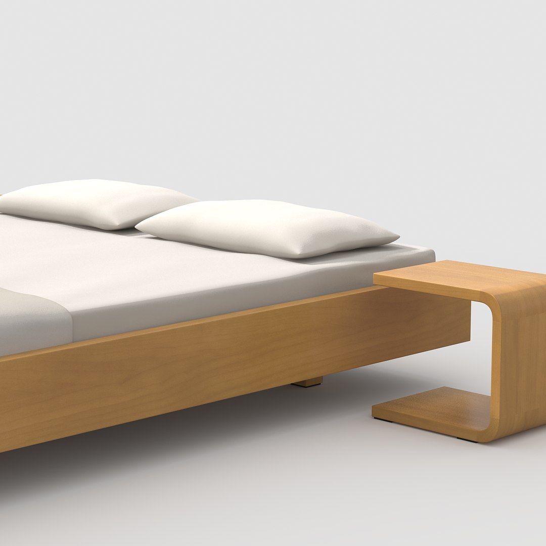 3d Simple Bed Maple Wood Model