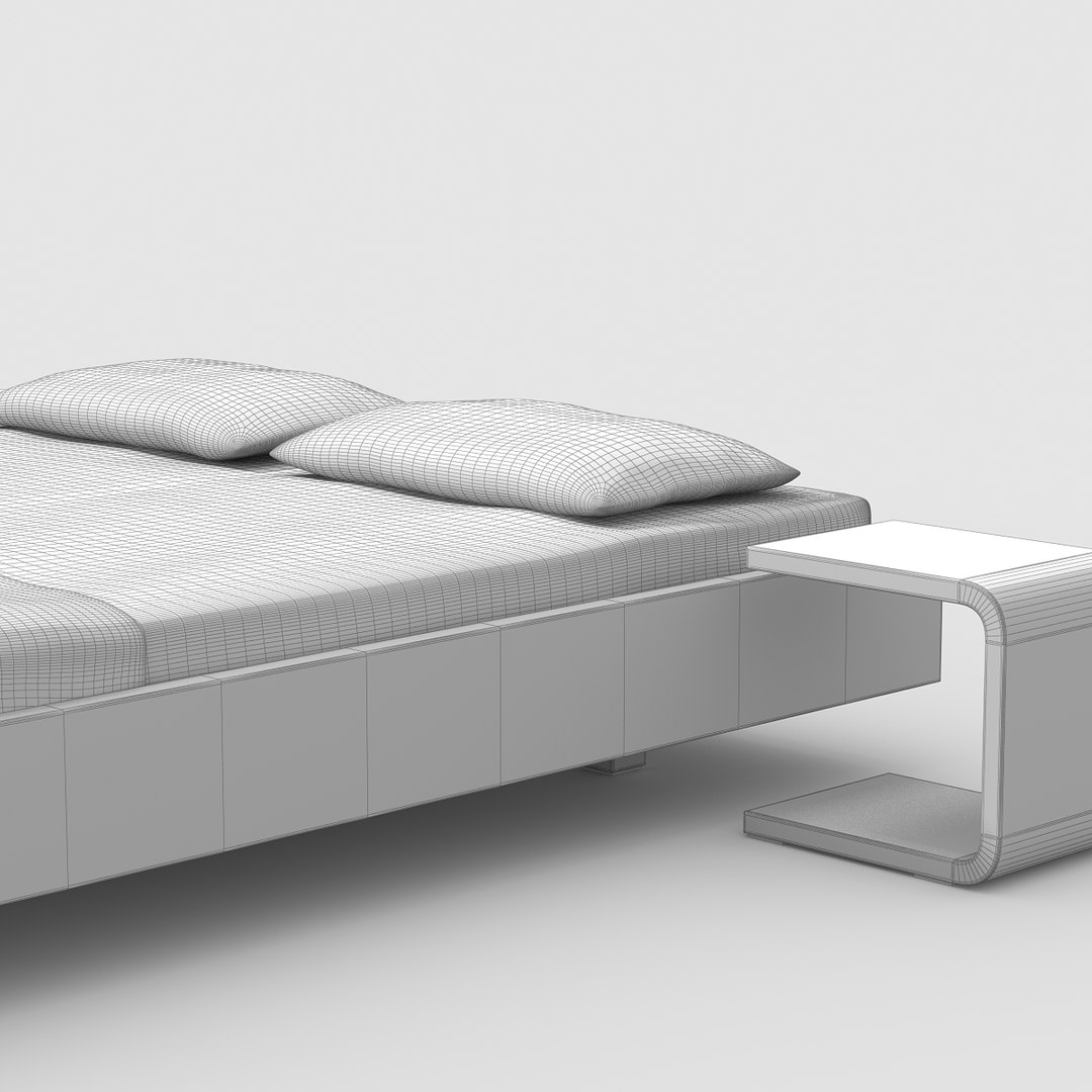 3d Simple Bed Maple Wood Model