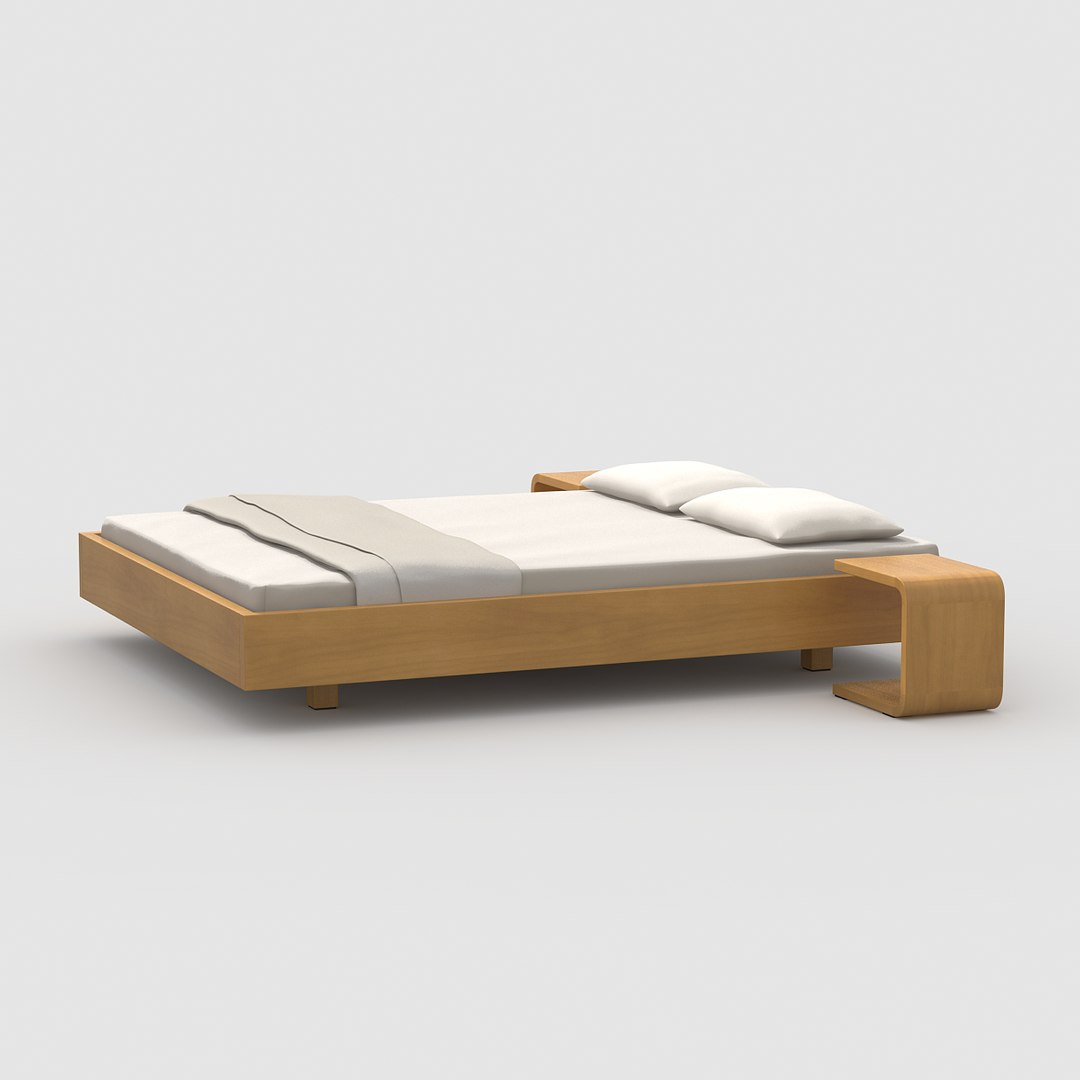 3d Simple Bed Maple Wood Model