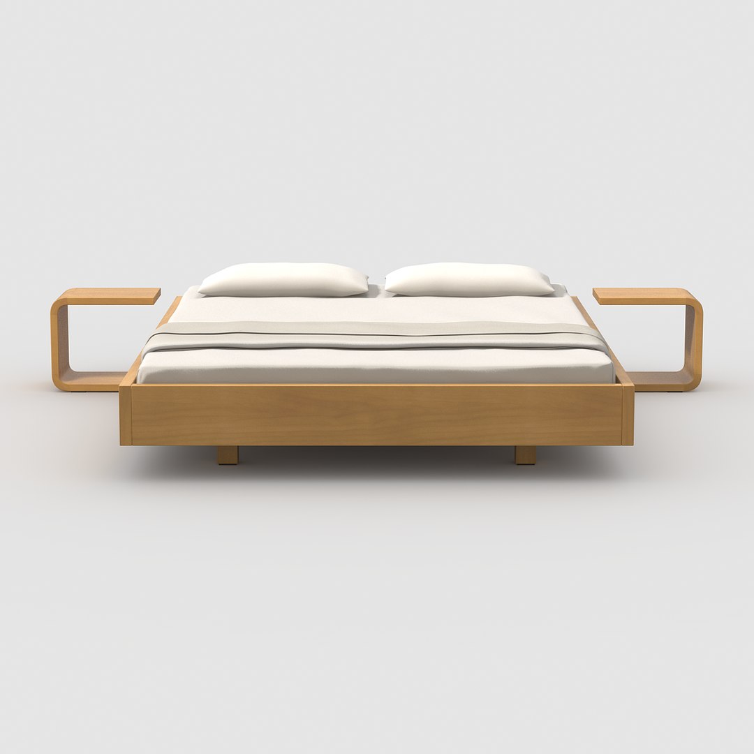 3d Simple Bed Maple Wood Model